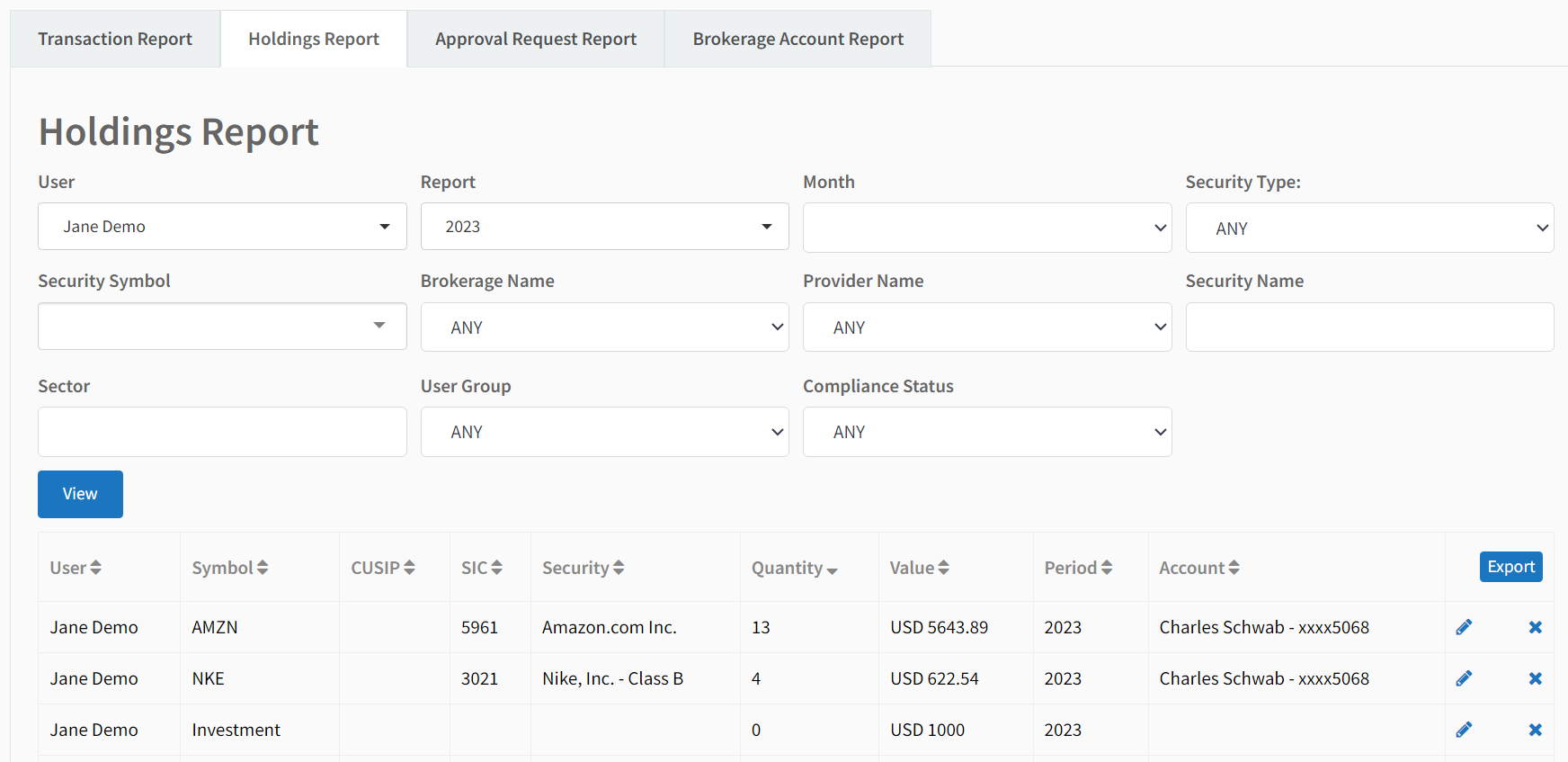 Holdings Report – gVue